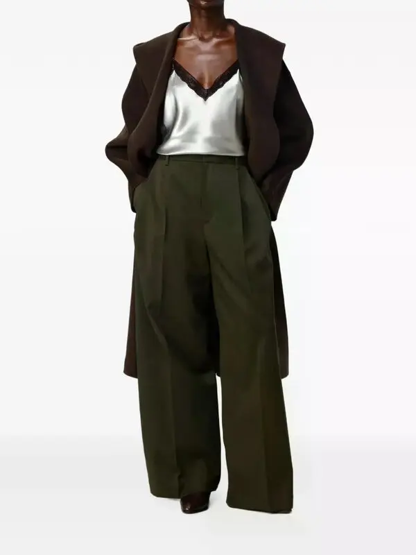 Alberta Ferretti Lace-trimmed Satin Top - Grey