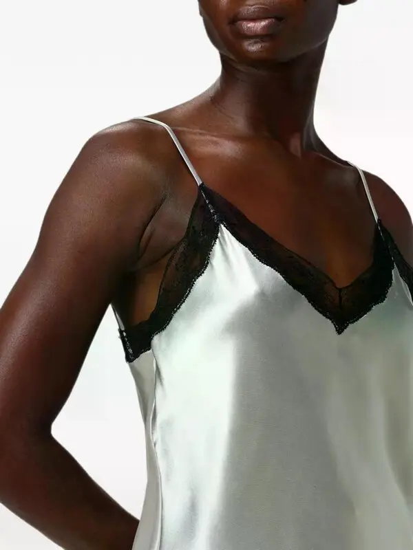 Alberta Ferretti Lace-trimmed Satin Top