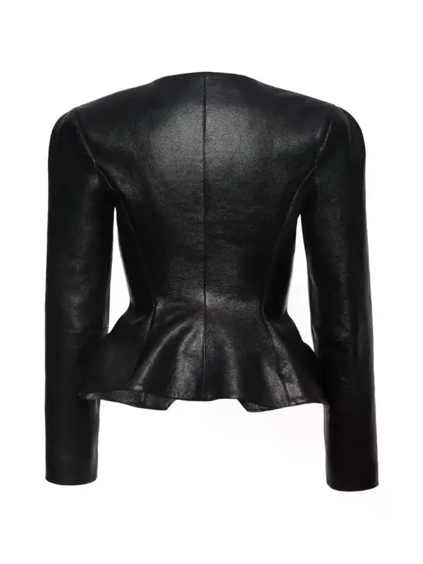 Magda Butrym Leather Peplum Jacket - Black