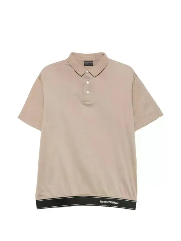 Emporio Armani Logo-trim Polo Shirt - Neutrals