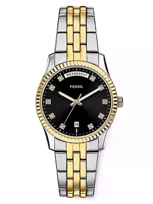 Fossil Scarlette 34mm Watch With Crystal-embellished Indices