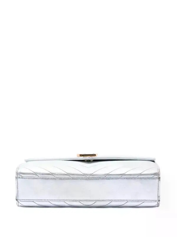 Saint Laurent Medium Chevron Metallic Calfskin Monogram Envelope Crossbody Bag