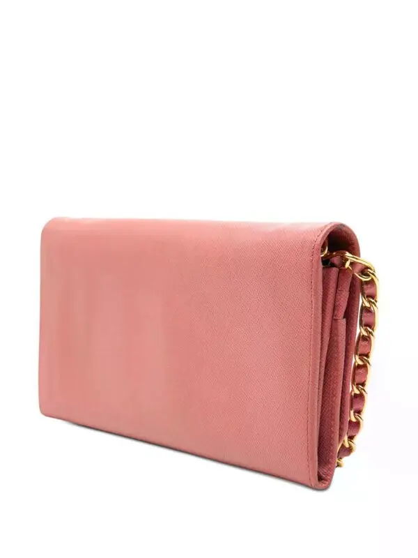 Prada 2010-2026 Saffiano Wallet On Chain Crossbody Bag - Pink