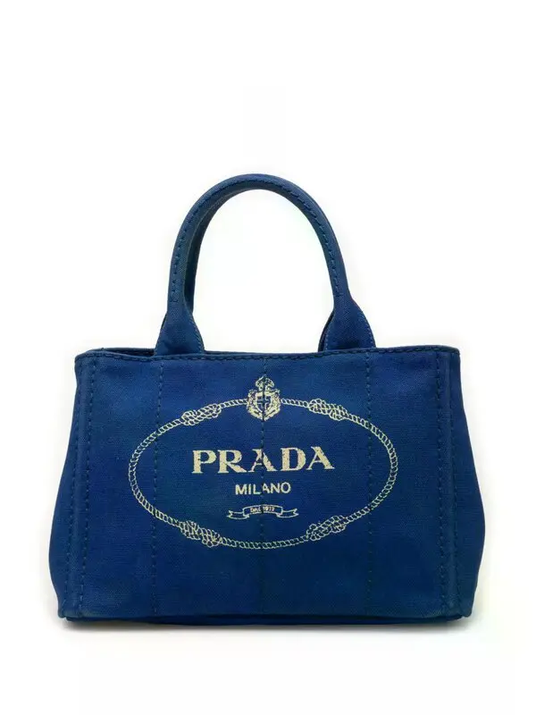 Prada Canapa Logo Satchel - Blue