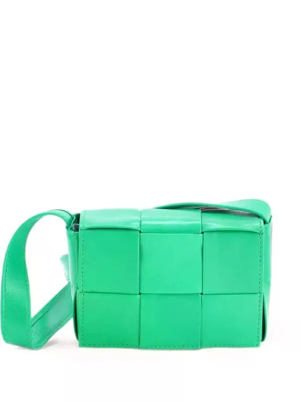 Bottega Veneta Cassette Maxi Intrecciato Leather Candy Crossbody Bag - Green