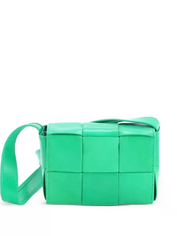 Bottega Veneta Cassette Maxi Intrecciato Leather Candy Crossbody Bag - Green