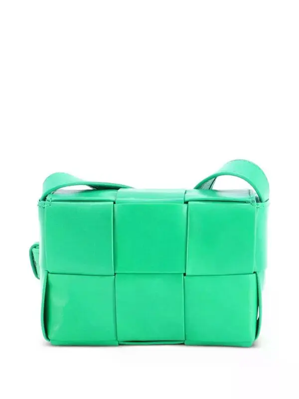 Bottega Veneta Cassette Maxi Intrecciato Leather Candy Crossbody Bag - Green