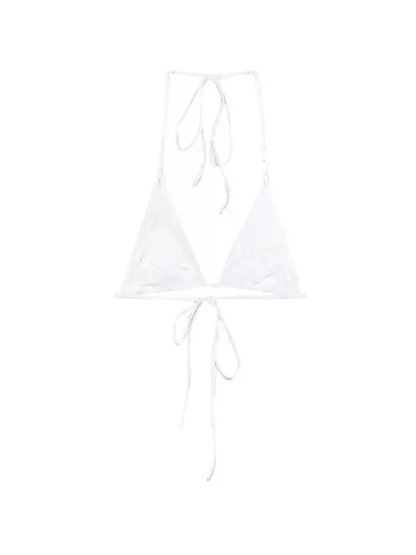Frankies Bikinis X Jennie Encore Triangle-cup Halterneck Bikini Top - White