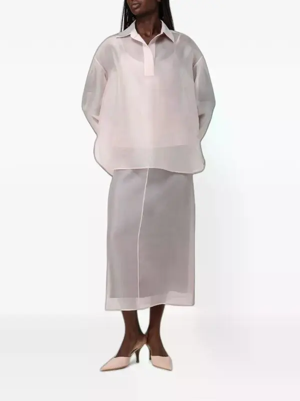 Agnona Sheer Silk Midi Skirt