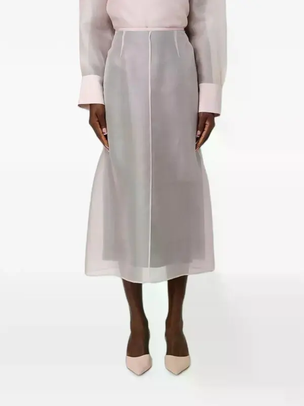 Agnona Sheer Silk Midi Skirt - Pink