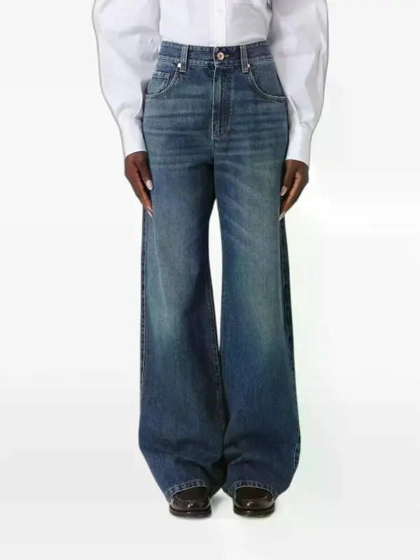 Brunello Cucinelli High-waisted Wide-leg Jeans - Blue