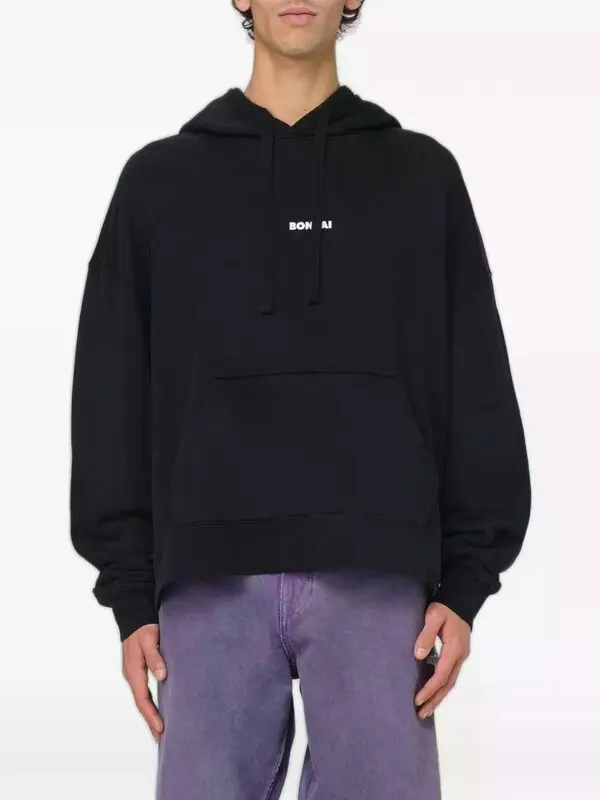 BONSAI Box Logo Cotton Hoodie - Black