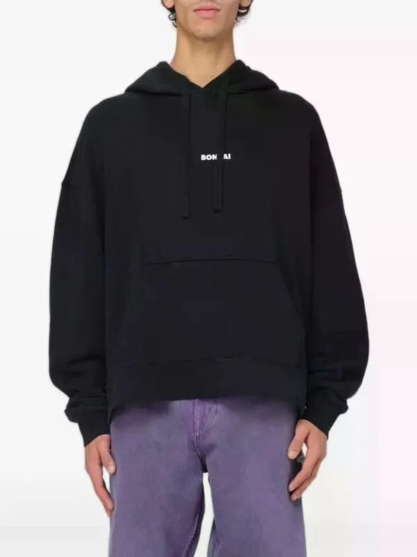 BONSAI Box Logo Cotton Hoodie - Black