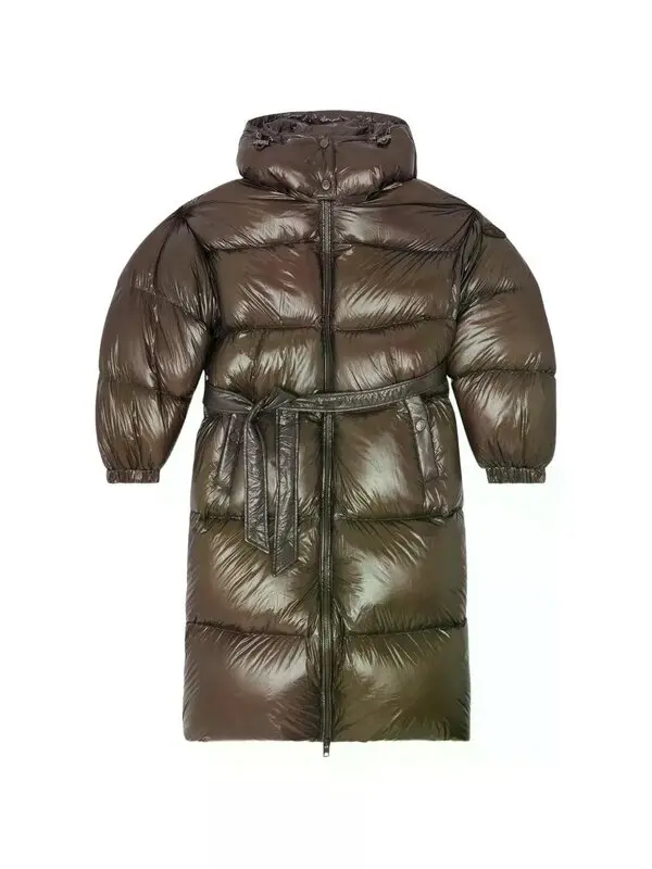 DIESEL® Ultra-light Down Puffer Coat With Removable Hood And Belt - Brown