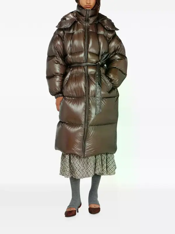 DIESEL® Ultra-light Down Puffer Coat With Removable Hood And Belt