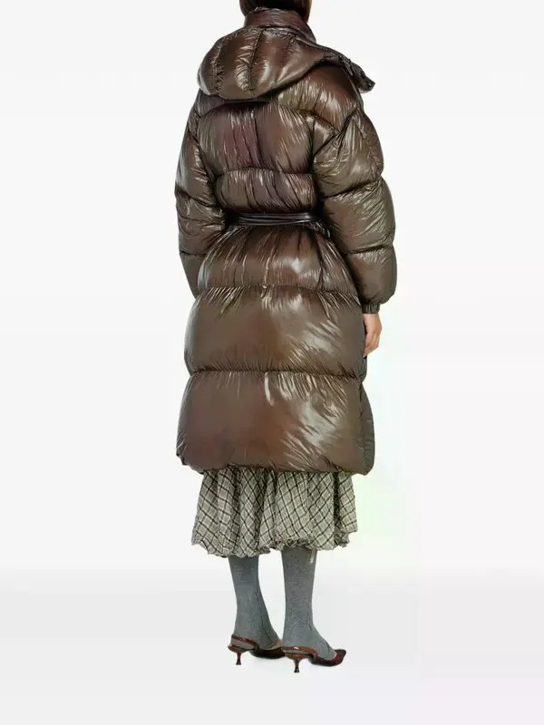 DIESEL® Ultra-light Down Puffer Coat With Removable Hood And Belt