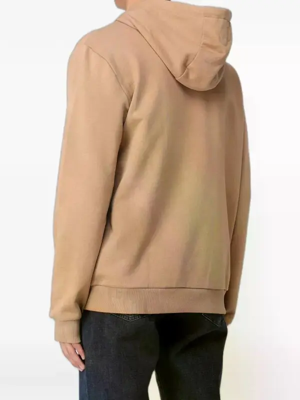 EA7 Logo Print Cotton Hoodie - Neutrals