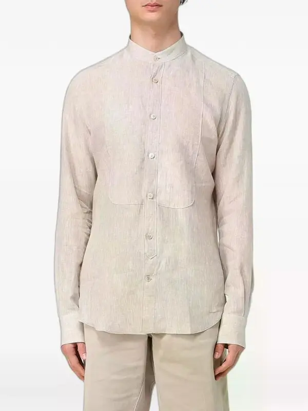 Eleventy Bib-detail Band-collar Shirt