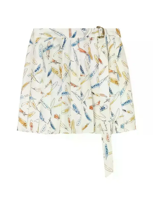 Burberry Pleated Silk Mini Skirt - White