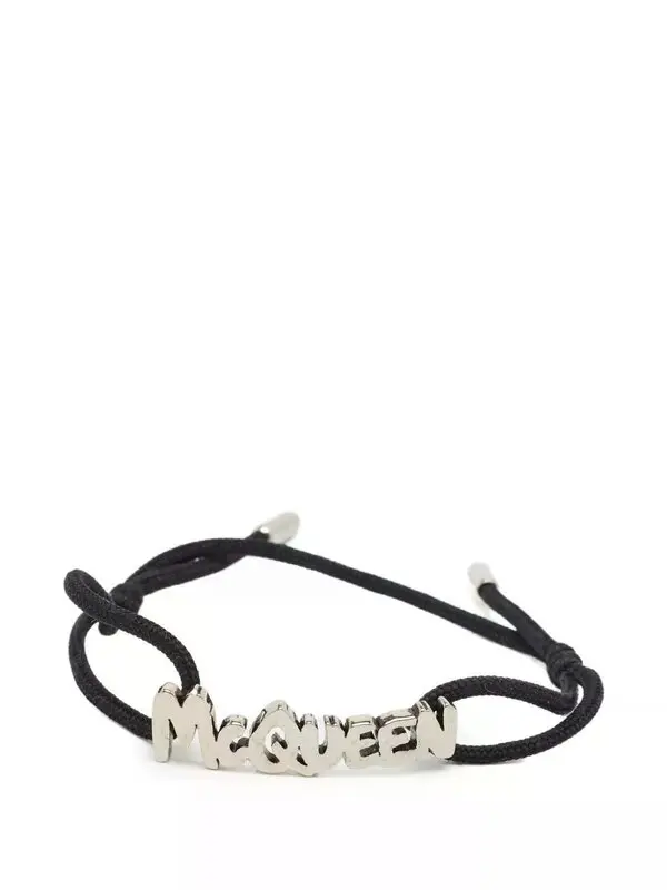Alexander McQueen Logo Plaque Cord Bracelet - Silver
