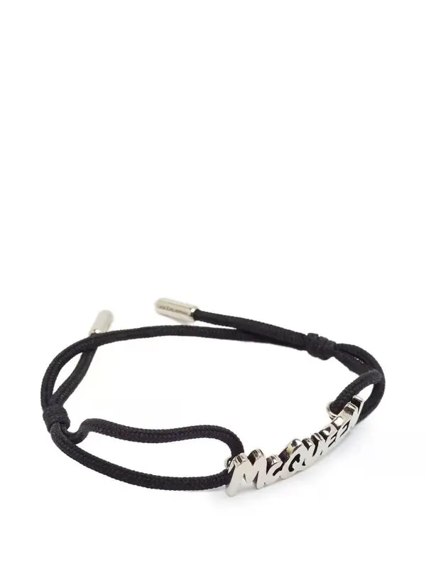 Alexander McQueen Logo Plaque Cord Bracelet