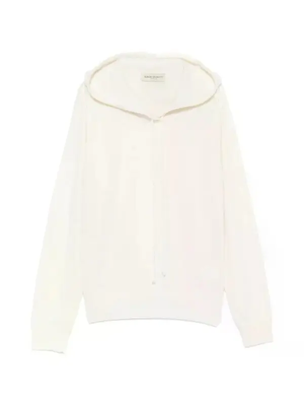 SERGIO MORETTI FIRENZE Ribbed-trim Hoodie - White