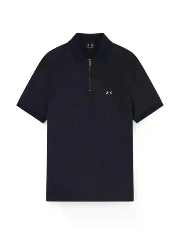 Armani Exchange Logo-embroidered Zip-up Polo Shirt