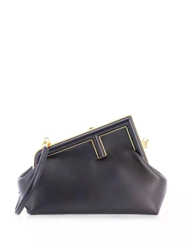 Fendi First Bag Leather Small Clutch Bag - Black