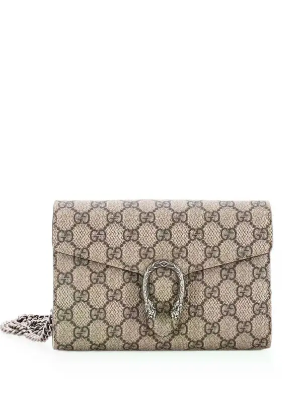 Gucci Dionysus Chain Wallet Gg Coated Canvas Long Clutch Bag - Brown