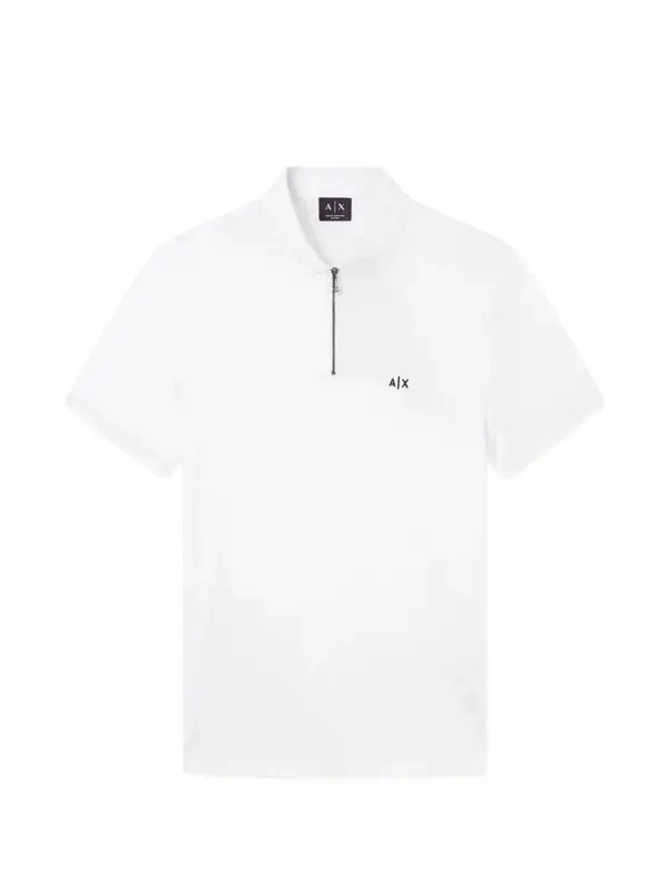 Armani Exchange Logo-embroidered Zip-fastening Polo Shirt - White