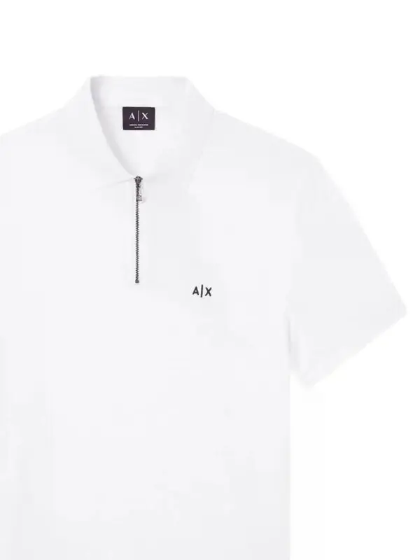 Armani Exchange Logo-embroidered Zip-fastening Polo Shirt