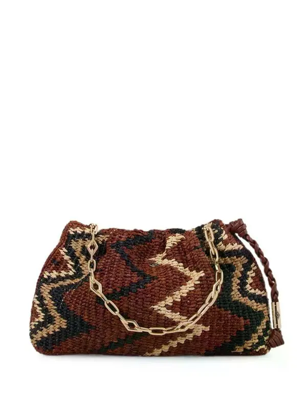 Ba&sh Zigzag-knit Chain-link Clutch Bag - Brown