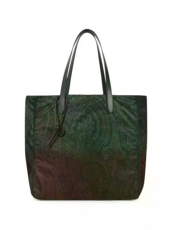 Etro Unfold Me Nylon Tote Bag With Degradé Arnica Motif - Green