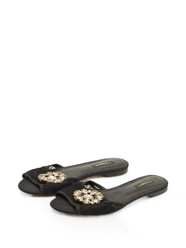 Dolce & Gabbana Sofia Crystal Embellished Lace Sandals