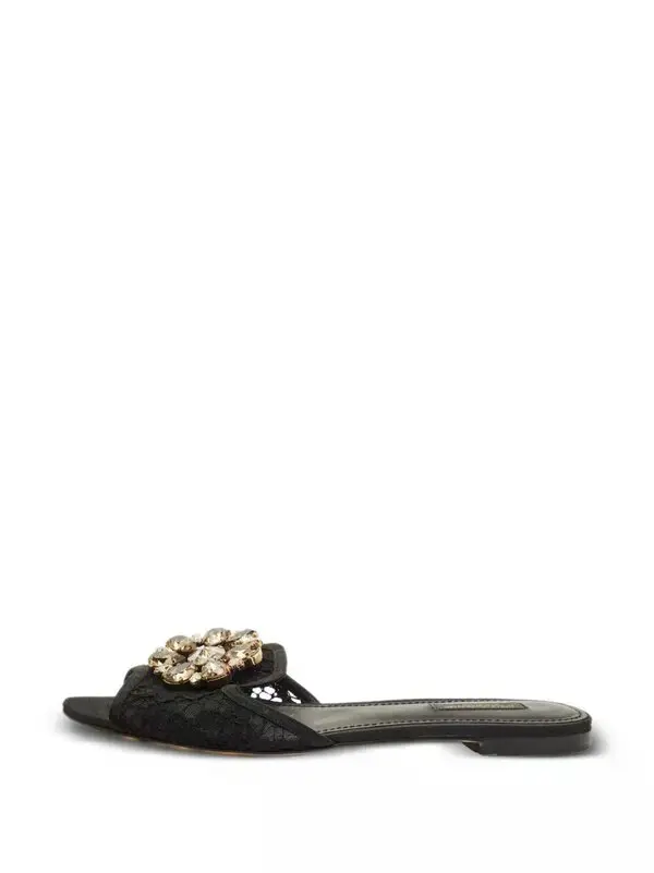 Dolce & Gabbana Sofia Crystal Embellished Lace Sandals - Black
