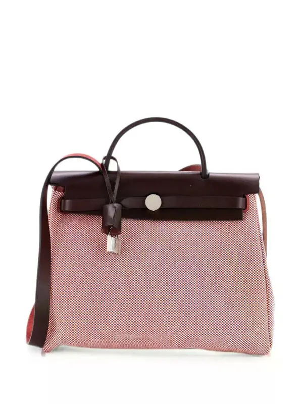 Hermès Herbag Zip Criss Viking Toile And Leather 31 Shoulder Bag - Red