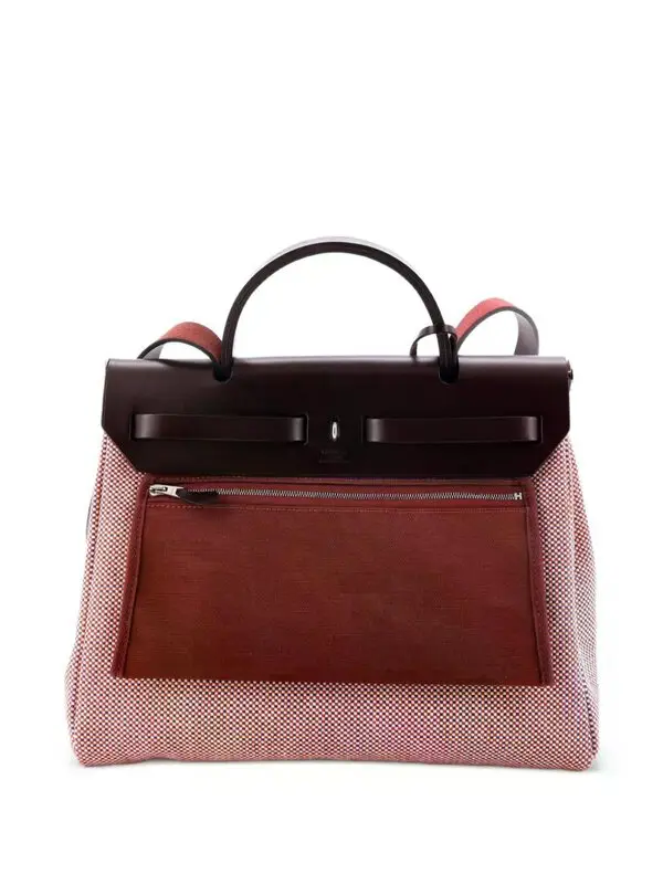 Hermès Herbag Zip Criss Viking Toile And Leather 31 Shoulder Bag - Red