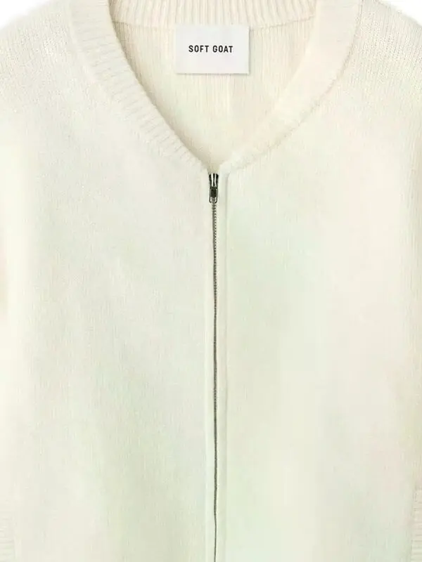Soft Goat Zip-up Cardigan - Neutrals