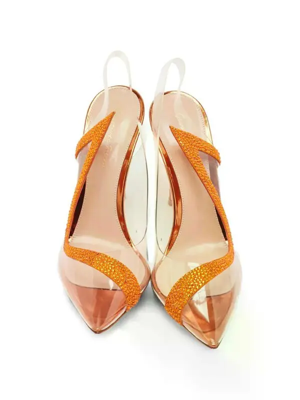 GIANVITO ROSSI Hortensia Crystal-embellished Slingback Pumps - White
