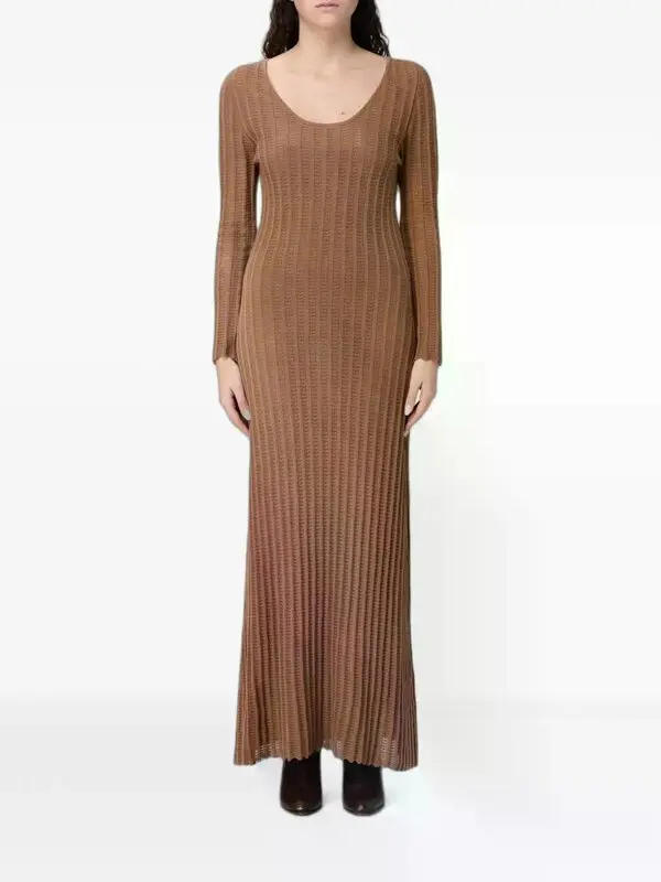 Fabiana Filippi Ribbed Knit Maxi Dress - Brown