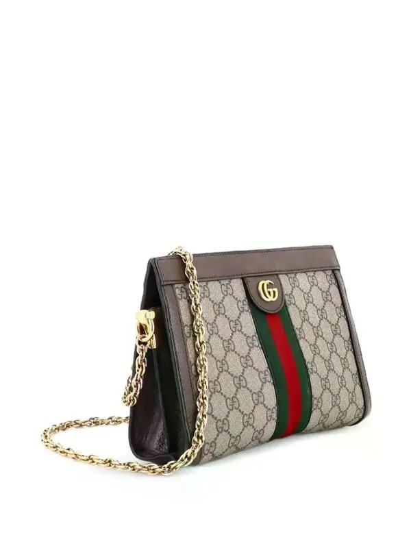 Gucci Ophidia Chain Shoulder Bag Gg Coated Canvas - Brown