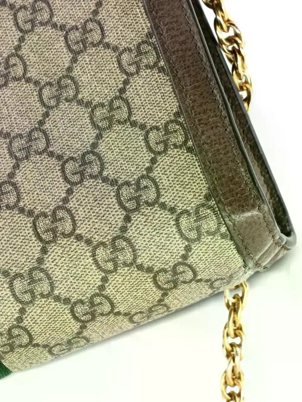 Gucci Ophidia Chain Shoulder Bag Gg Coated Canvas - Brown