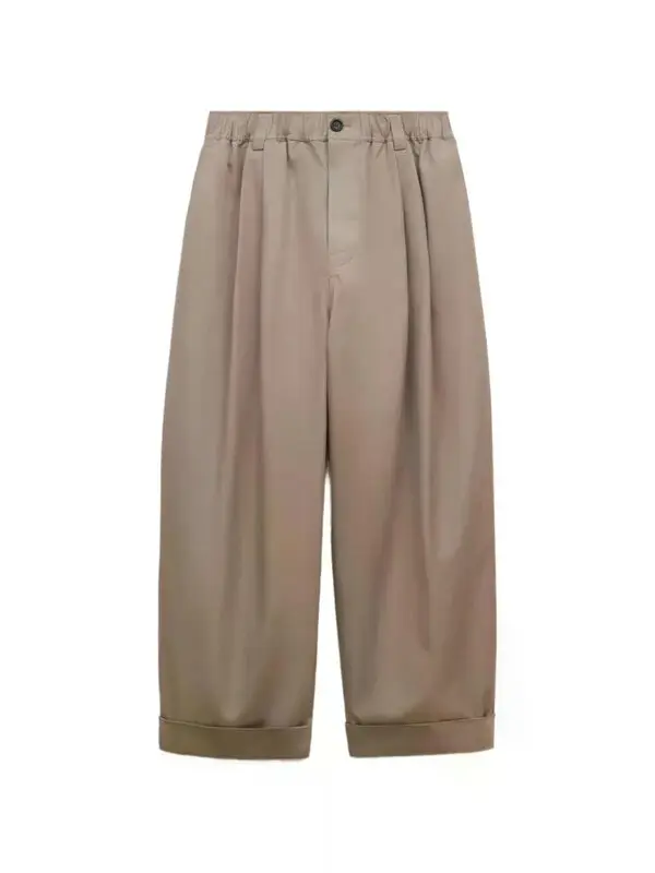Marni Canvas Pleated Trousers With Elasticated Waistband