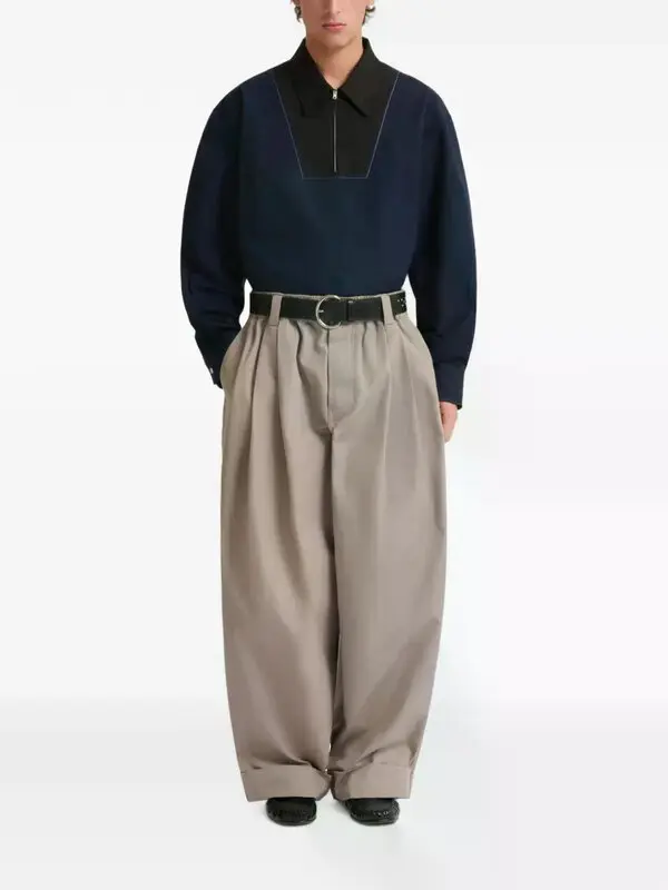 Marni Canvas Pleated Trousers With Elasticated Waistband