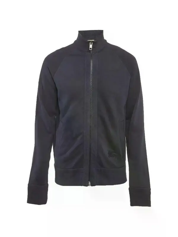 Burberry Cotton Knit Zip-up Jacket - Blue