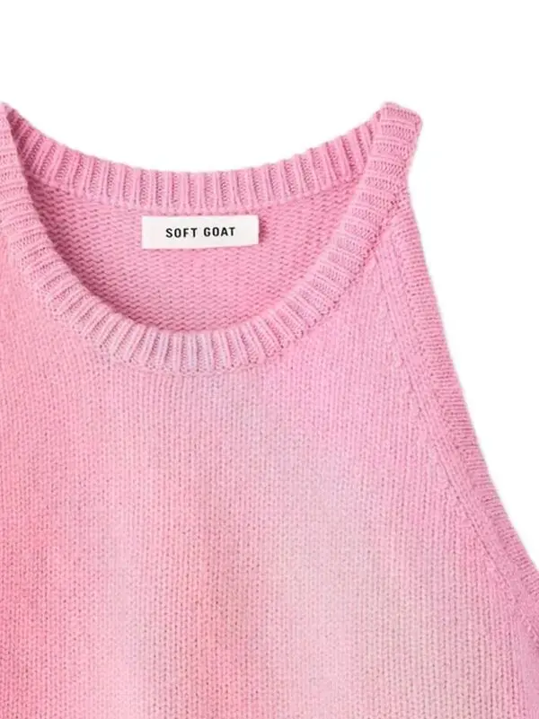 Soft Goat Ribbed Trim Knitted Halter Top