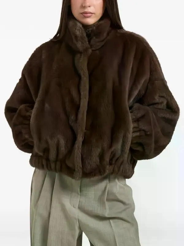 Max Mara Faux Fur High Neck Jacket