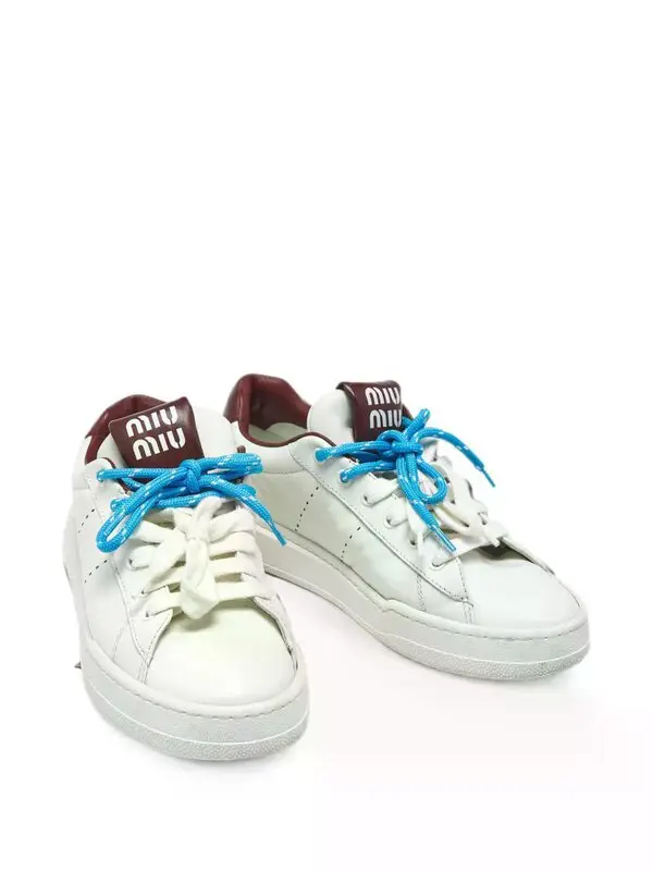 Miu Miu Double Lace Up Leather Sneakers