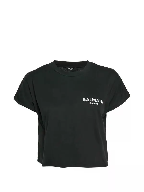 Balmain Logo Print Cropped T-shirt - Black