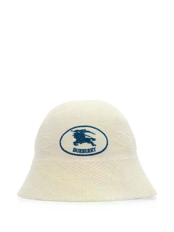 Burberry Knight Stamp Knitted Bucket Hat - White